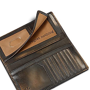 House of Jack Co. SKULL Long Wallet For Men | Full Grain Leather with Hand Burnished Finish | Long Bifold Wallet | Rodeo Wallet | Biker Gift