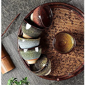 Puoyikt Chinese Ceramic Kung Fu Tea Set of 6, Japanese Tea Cup, Sake Cup, Ceramic Tea Cup, Ceramic Tea Set (6 colors)