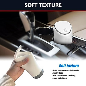 UGSHY 1 PC Car Trash Can with Lid, 2.5" x 6.2" Silicone Portable Small Trash Can, Cup Type Embedded Integrated Waterproof Trash Can for Most Cars SUVs and Trucks (White)