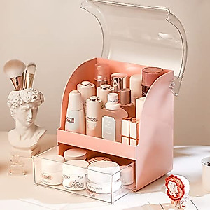 Acrylic Makeup Organizer With Lid Cosmetic Storage Drawers Portable Makeup Organizers Dustproof And Waterproof Box Earring Holder Organizer Jewelry Display Stand For Women