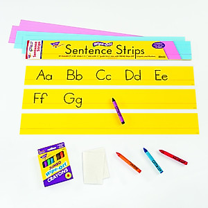 TREND enterprises, Inc. T-4002 24" Multicolor Wipe-Off Sentence Strips, 30 Per Pack