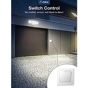 Amico LED Flood Lights Outdoor 3500LM Security Light, 30W Bright Outdoor Flood Light, 5000K Daylight White, IP65 Waterproof 3 Adjustable Heads for Garage, Backyard, Patio, Garden, Porch&Stair(White)