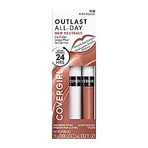 COVERGIRL Outlast All-Day Lip Color with Moisturizing Topcoat, New Neutrals Shade Collection, Ripe Peach, Pack of 1