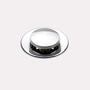 Polished Chrome Pop Up Sink Drain without Overflow, Bathroom Faucet Vessel Vanity Sink Drain Stopper