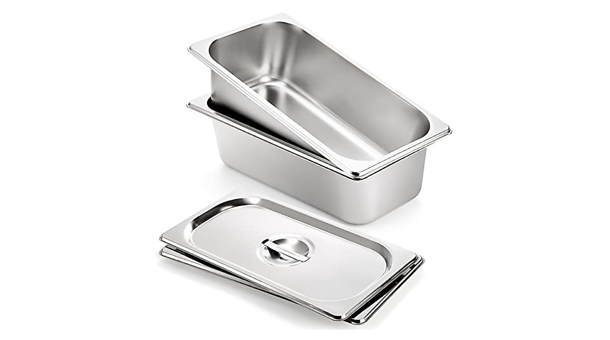 Kingrol 2 Pack Stainless Steel Hotel Pans for Food Service