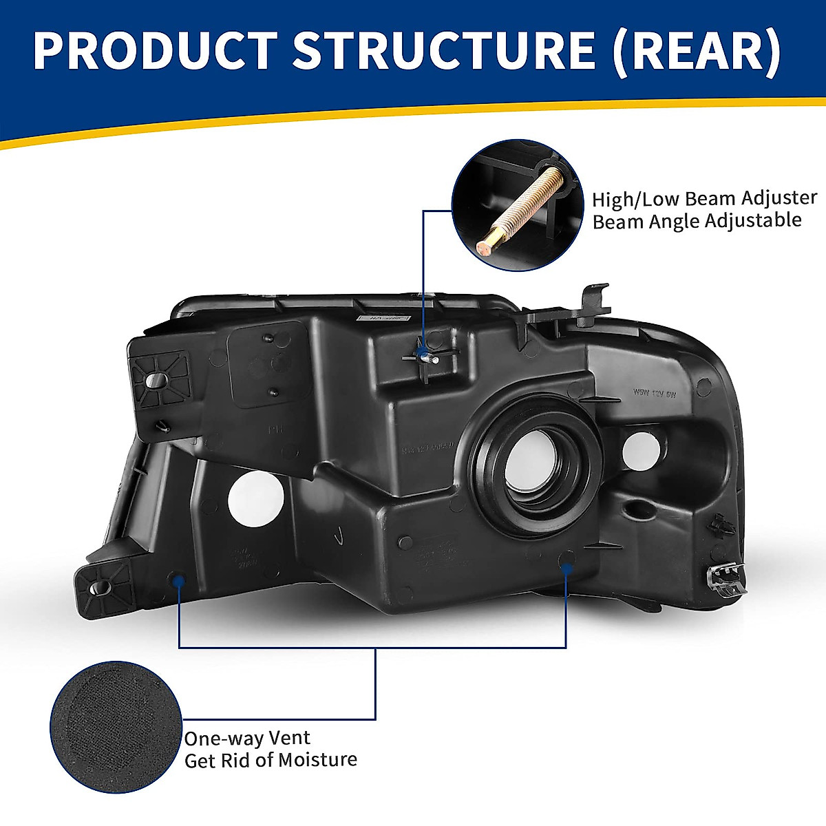 AUTOSAVER88 Headlight Assembly Compatible with 2004 2005 2006 2007 2008 Ford F-150 Passenger and Driver side Chrome Housing