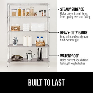 Gorilla Grip Wire Shelf Liner and Desk Protector Pad, Wire Shelf Liner Size 14x24 Pack 3, Hard Plastic, Desk Pad Size 31.5x15.75, Water Stain Resistant Faux Leather Mat, Both in Gray, 2 Item Bundle