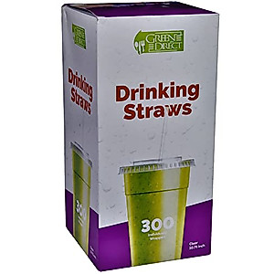 Drinking Straws By Green Direct - Disposable 10.75 inches Plastic Straws individually wrapped - Extra Long & Thick for use with any Jumbo Cup or Water Bottle - BPA Free - Clear Pack of 300