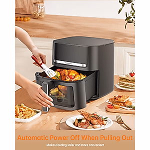 FABULETTA 6.5QT Large Air Fryer, Air Fryers Clear Window With Washable Basket, 10-in-1 Presets Functions For Crisp, Roast, Bake and Reheat, Auto Shut-off, Nonstick & Free Recipes & Easy Meals Airfryer