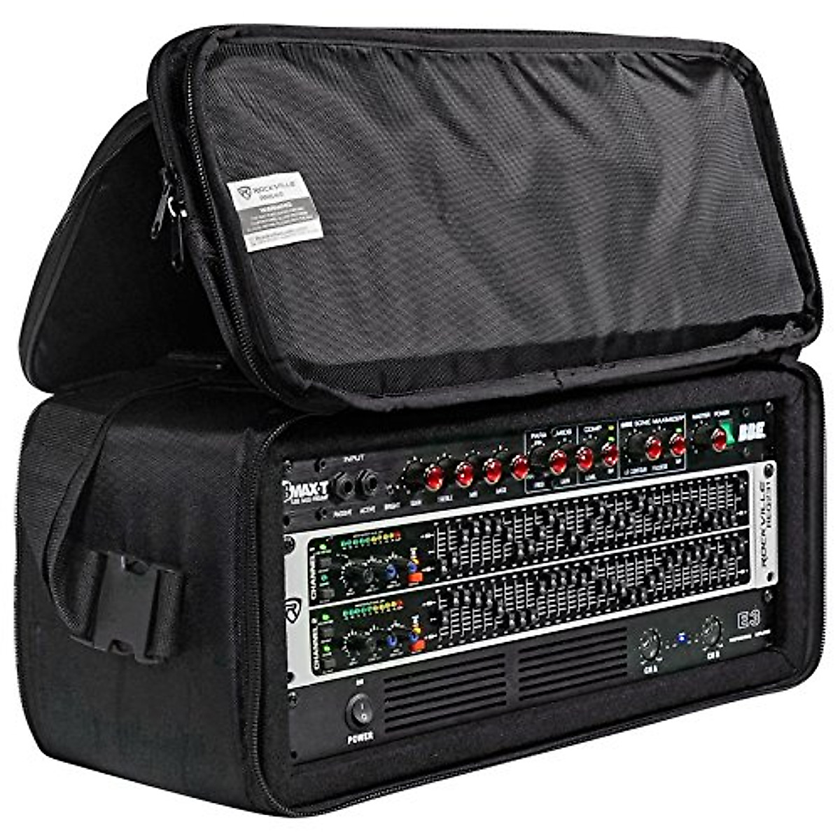 Rockville 4U Rack Bag Double-Sided Case with 12" Depth + Shoulder Strap (RRB40) Black