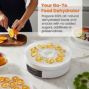 Elite Gourmet EFD770WD Digital Food Dehydrator with 5x12.5” BPA Free Trays, Adjustable 48-hr Timer and Temperature from 95~158F, Jerky, Herbs, Fruit, Veggies, Dried Snacks, White