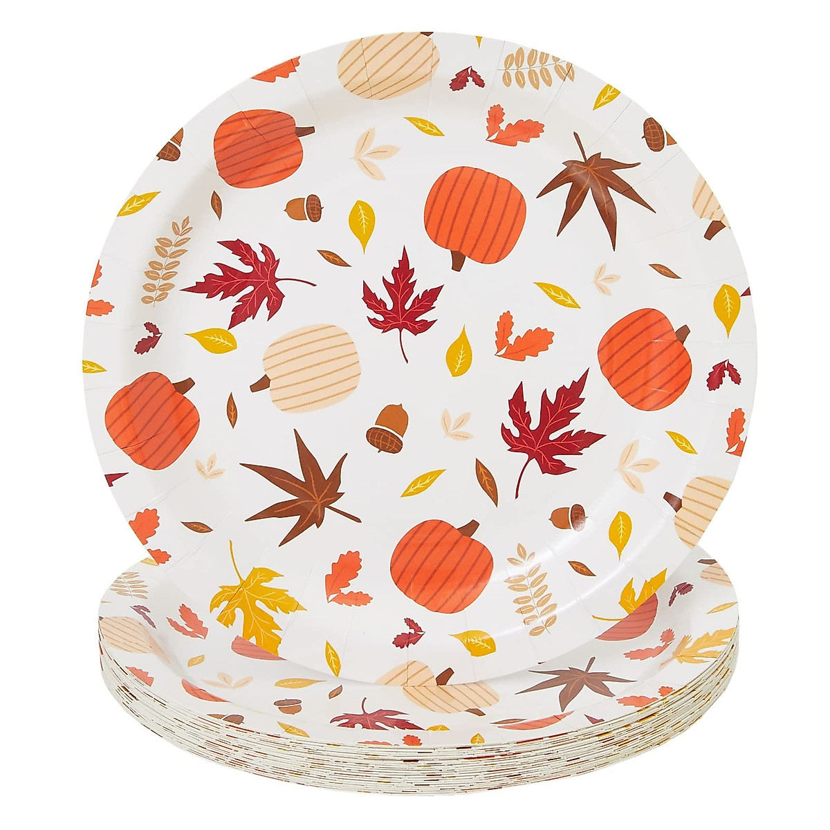 Juvale Autumn Paper Plates and Napkins, Cups, Cutlery for Thanksgiving, Fall Party Supplies (Serves 24, 144 Pieces)