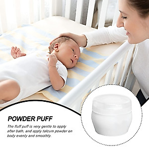 Toyvian 2 Sets Powder Puff Box Fluffy Body After- Bath Powder Face Body Villus Powder Puff Container Makeup Cosmetic Talcum Powder Holder with Hand Holder White