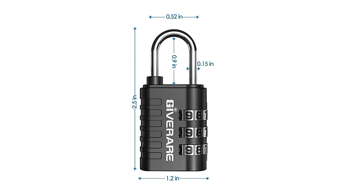 GIVERARE 3-Digit Combination Padlock Set – 8 Pack