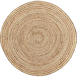 Devik Decor Braided Boho Natural Jute Reversible Collection 3 x 3ft Handmade Round Area Rug for Farmhouse Living Room Bedroom Kitchen and Outdoor Decorative Mate (3FT_Round (36 Inches X 36 Inches))