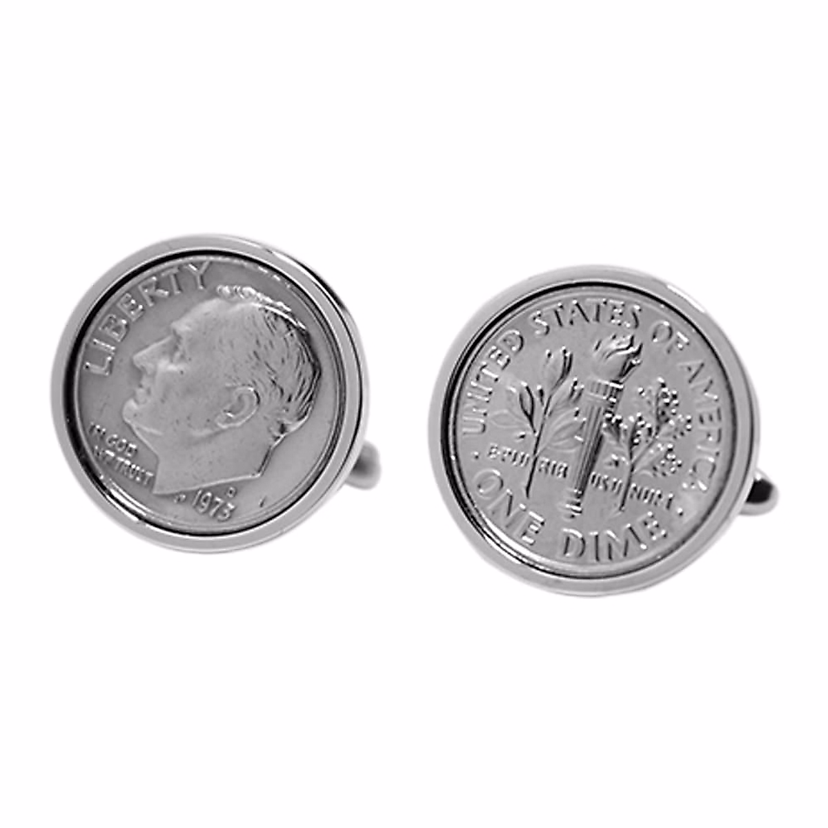 Worldcoincufflinks Rhodium Plated Birthday/Anniversary For Men 1973 Genuine in Silver Box