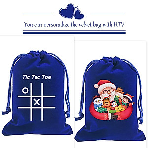 HRX Package 20pcs Velvet Jewelry Bags, 5x7 inch Blue Cloth Gift Drawstring Pouches Baggies Sacks for Dice Ornament