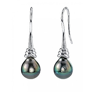 THE PEARL SOURCE Genuine Baroque Black Tahitian South Sea Cultured Pearl Denise Earrings for Women