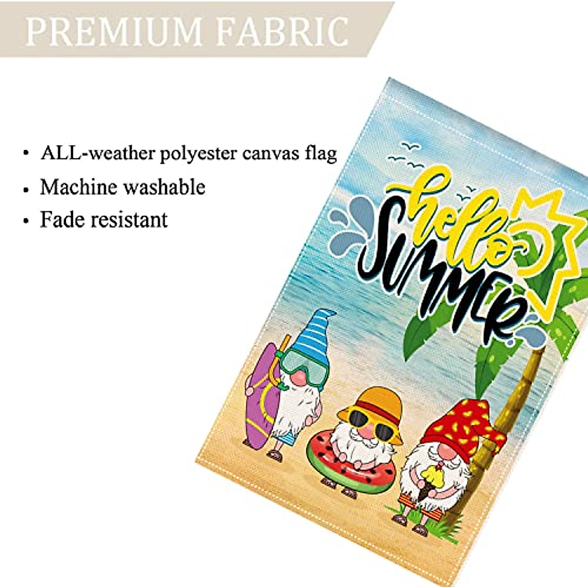 Pinknoke Hello Summer Garden Flag Beach Gnomes Small 12.5x18 Inch Vertical Double Sided Seasonal welcome Yard Flag Outdoor Decor (Garden Size / 12.5 x 18 Inch)