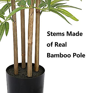 SOFTFLAME 4ft Bamboo Artificial Tree, Faux Bamboo Plant, Real Touch Technology, Artificial Plant with 4 Trunks, Ideal for Home Office Indoor Decoration