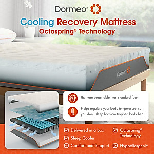 Dormeo Recovery 10" Twin Mattress with Signature Recovery Foam™ and Pressure Relieving OctaspringⓇ Technology, Medium Firm -75” L x 38” W x 10” H