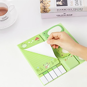 Xqumoi I Just Really Like Frogs Sticky Notes Set, 550 Sheets, Cute Cartoon Frogs Self-Stick Notes Pads Animal Divider Tabs Bundle Writing Memo Pads Back to School Office Supplies Small Gift