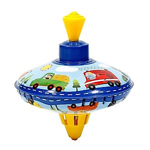 Cartoon Animal Printed Spinning Tin Top Metal Finger Top Good Balance Gyroscope for Adults and Children (Blue)