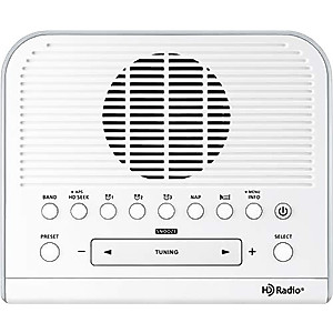 Sangean HDR-15 AM/FM Digital Tuning Clock Radio with USB Phone Charging, White