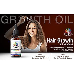 GrowFinity Hair Growth Oil | Biotin and Argan Infused for 3x Faster Growth | Regrowth Treatment | Vitamin E Salon-Grade Natural Oil - 1 Oz