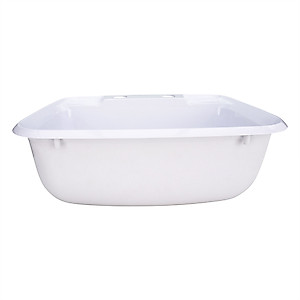 RecPro RV Rectangle Bathroom Sink (White) w/Brushed Nickel Teapot Faucet | RV Lavatory Sink w/faucet | Camper Sink