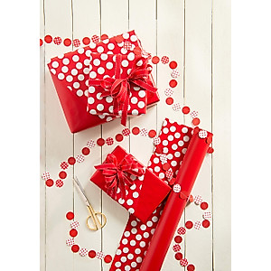 American Greetings Reversible Wrapping Paper Jumbo Roll for Birthdays, Mother's Day, Father's Day, Graduation and All Occasions, Red and White Polka Dots (1 Roll, 175 sq. ft.)