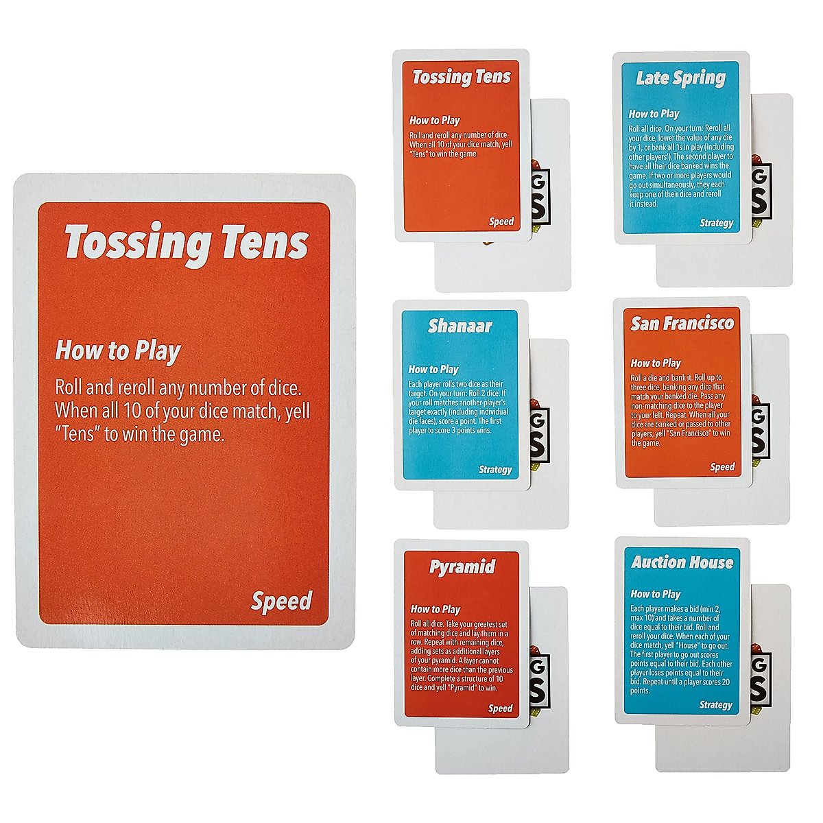Tossing Tens - 50+ Fast, Frenzied Dice Games and 40 Colorful Dice - Included Deck of Unique Dice-chucking Activities for Game Night, 1-4 Players, Quick Play Time, Math Games (Deluxe w/Dice Cups)