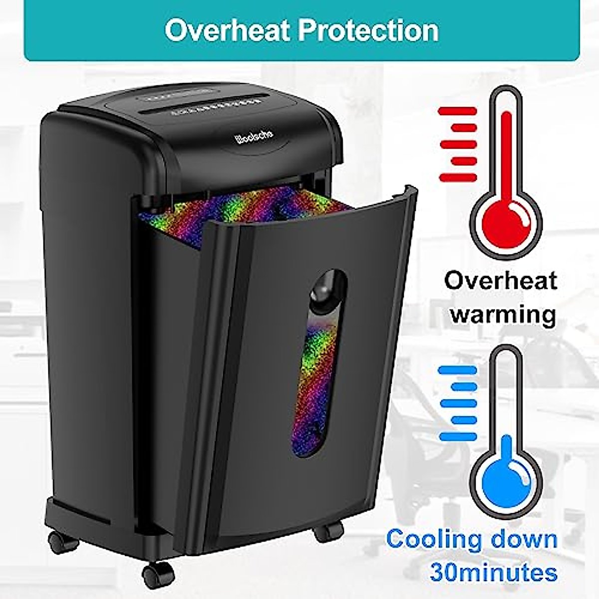 Woolsche Paper Shredder, 18-Sheet Cross Cut with 7.93-Gallon Pull Out Basket, P-4 Security Level, 3-Mode Design Shred Paper and Credit Card, Durable&Fast with Auto Jam Proof System Shredder for Office