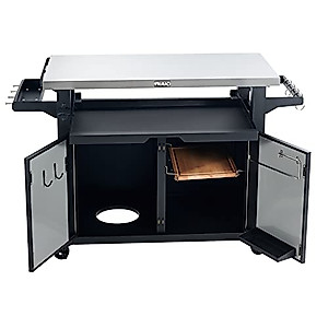 NUUK Pro 42-Inch Rolling Outdoor Kitchen Island and BBQ Serving Cart, with Heavy Duty Wooden Cutting Board and Propane Tank Holder