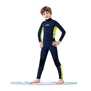 Goldfin Kids Wetsuit for Boys Girls, 3mm Neoprene Fullsuit for Toddler Back Zip Youth Water Aerobics Diving Boating Snorkeling Surfing Swimming