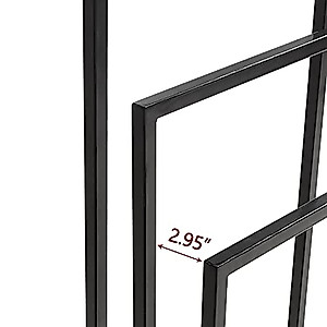 BOFENG 3 Tiers Black Metal Towel Rack Chrome Tall Industrial Modern Freestanding Towel Holder for Bathroom Accessories Organizer for Bath Storage & Hand Towels,Washcloths,Next to Tub or Shower