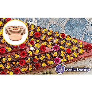 Brass Copper Offering Bowl Set of 7 Tibetan Buddhist Alar Supplies for Meditation Yoga Burning Incense Ritual Smudging Decoration by Mudra Crafts 3.25 Inches Copper Tone