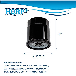 HQRP Oil Filter compatible with John Deere 112L, LX172, LX176 Lawn Tractors (with Kawasaki engines); F510, Z925A, Z930A, Z950A, Z960A, Z970A ZTrak Mowers
