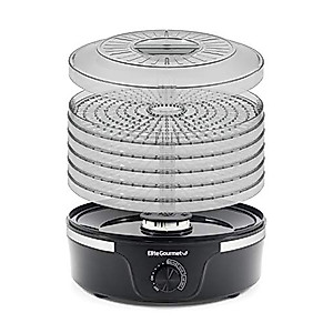 Elite Gourmet EFD319 Food Dehydrator, 5 BPA-Free 11.4" Trays Adjustable Temperature Controls, Jerky, Herbs, Fruit, Veggies, Dried Snacks, Black