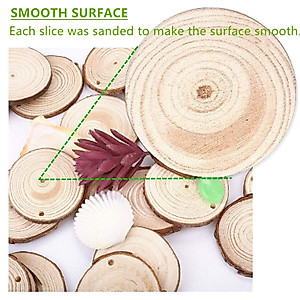 Natural Wood Slices TICIOSH 50 Pcs 2.4-2.8 inches Craft Unfinished Wood kit Predrilled with Hole Wooden Circles for DIY Crafts Wedding Decorations Christmas Ornaments Arts Wood Slices
