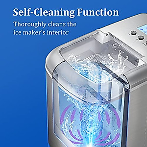 Ice Maker Countertop Machine, 9 Bullet Ice Cubes Ready in 6 Mins, 22lbs Ice Cubes in 24H, Self-Cleaning, LCD Display, 2.1L Electric Stainless Steel Ice Maker with Ice Scoop, Basket