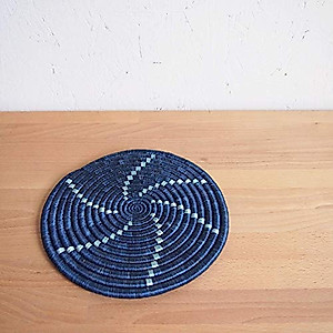 African Woven Trivet- Ruhango/Rwanda Trivet/Sisal & Sweetgrass/Blues