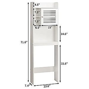 ALIMORDEN Over The Toilet Storage Cabinet Organzier, 71.45" H Freestanding Bathroom Spacesaver with Adjustable Shelves, 1-Door Toilet Storage Rack, White