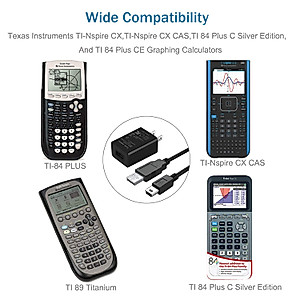 Charger for Texas Instruments TI-84 Plus CE Graphing Calculator,5Ft Data Cable for TI 84 Plus C Silver Edition Calculator,TI 89 Titanium,TI Nspire CX,TI Nspire CX CAS Graphing Calculator