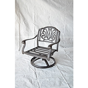 Elizabeth Outdoor Patio 4 Swivel Rocker Club Chairs Cast Aluminum Dark Bronze, Walnut Cushions