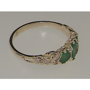 925 Sterling Silver Real Genuine Emerald Womens Band Ring - Size 4