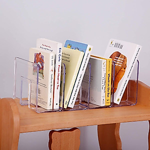 LUGUNU Clear Acrylic Desk File Sorter Purse/Handbag Organizer Clutch Divider Mesh Folder Office Supplies Stand Bookshelf (3 Sections) (2Pack-4Sections)