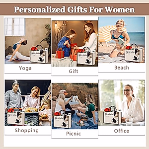 Adoryoung Cute Tote Bags, 16Oz, 3 Pockets, Cat Large Travel Monogram Tote Bags for Women, Anti-Scratch Lining Large Personalized Tote Purse Bag with Zipper, The Canvas School Gift Tote Bag for Women