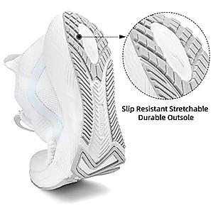 Lamincoa Women's Walking Sneakers Running Shoes - Slip On Tennis Shoes Memory Foam for Athletic Gym Workout White