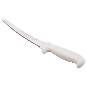 Mundial 5600 Series 10 in Curved Micro-Serrated Edge Bread Knife with White Handle